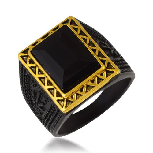 Buy Memoir Brass Black Gold Bezel Black Onyx Fashion fingerring ...