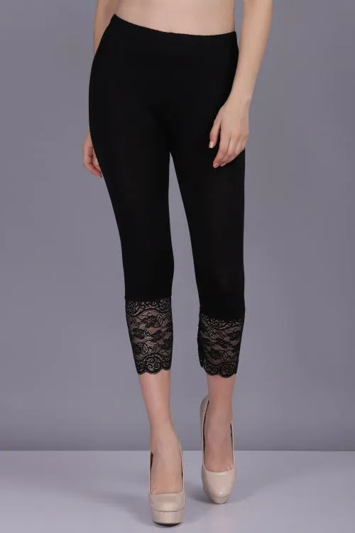 Buy Women Black Lace Capri (Pack Of 1) Online at Best Prices in India ...