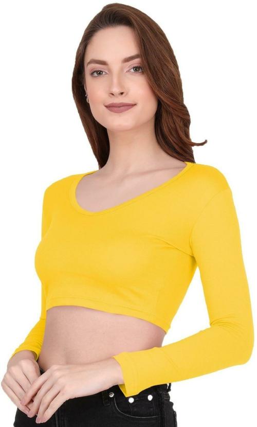 Buy The Blazze Women Yellow Silk Blend Blouse, Medium Online at Best ...