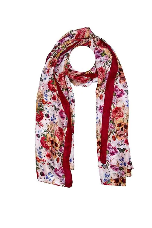 Buy GFB Women Pink 100 Percent Silk Printed Stoles Scarf Online at Best ...