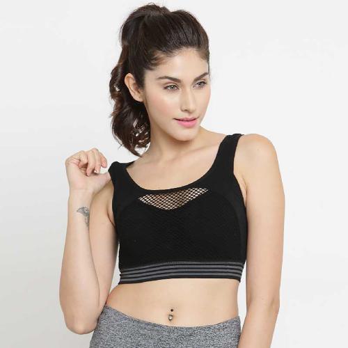 Buy PrettyCat Black Solid Nylon Blend Sports Bra (PC_SB_5099_BLK) Online at Best Prices in India ...
