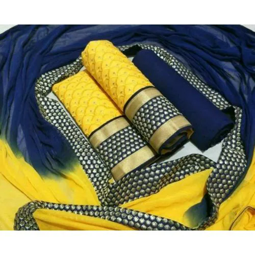 Buy GURHAL Embroidered Cotton Unstitched Dress Material Yellow Online ...