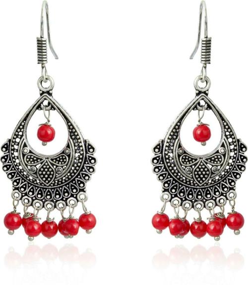 Buy Waama Jewels Silver Brass Drops And Danglers Red For Women, Girls Online at Best Prices in ...