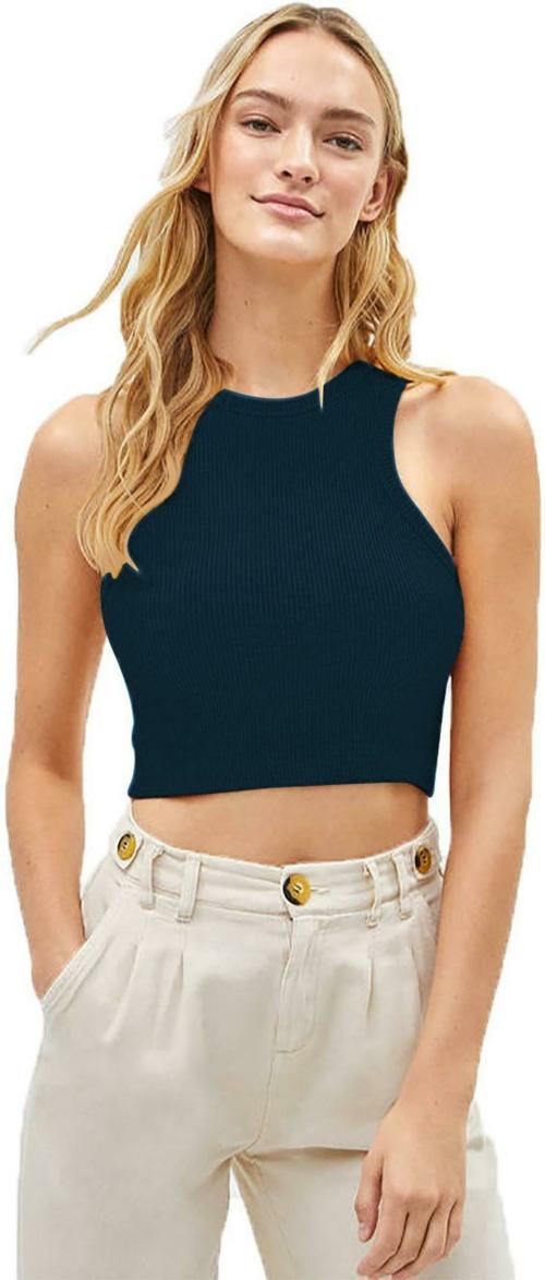 Buy THE BLAZZE_Women Cotton Blend Blue Crop Top_S Online at Best Prices in India - JioMart.