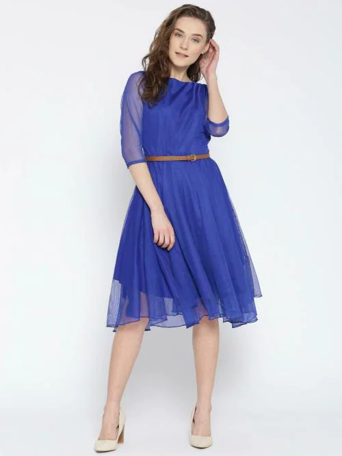 Buy U&F Women Blue Solid Net Single Dress Online at Best Prices in India - JioMart.