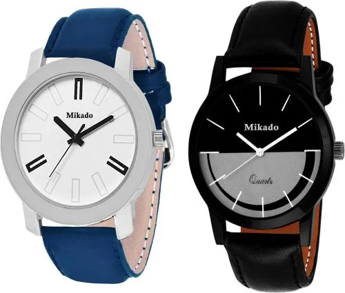 Buy Mikado Analog Multicolor Watch For Men ,Pack Of 2 Online at Best ...