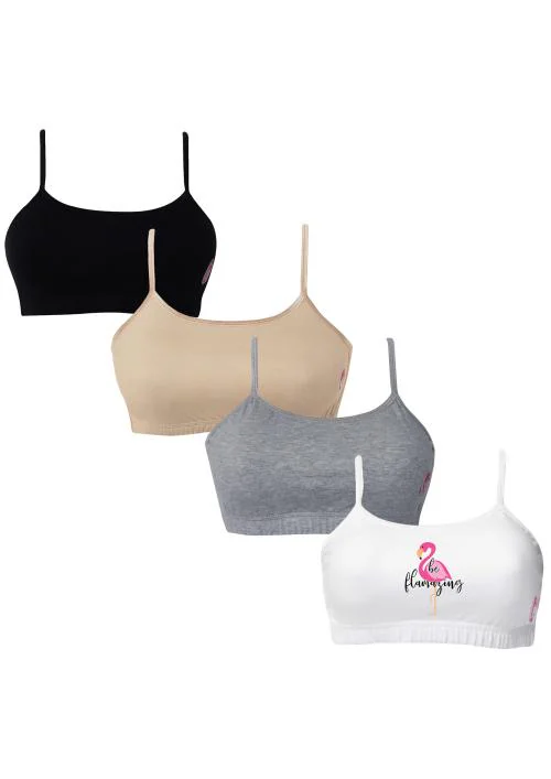 Buy Dchica Set of 4 Beginner Sports Bras For Girls Basic Colors ...