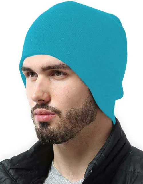 Buy THE BLAZZE Men Light Blue Beanie Cap, Free size Online at Best ...