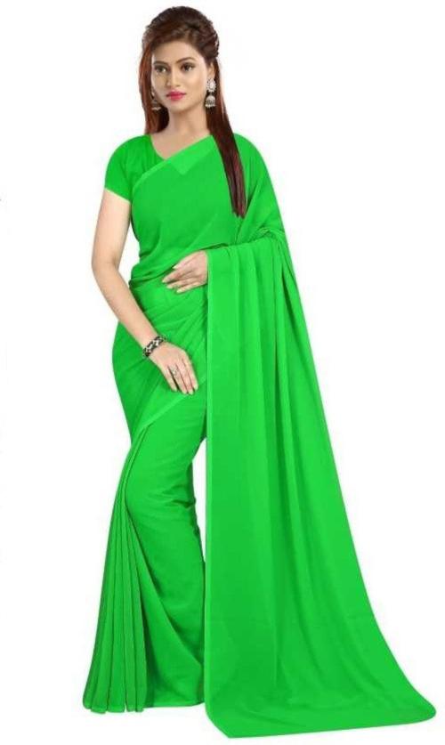 Buy Muktidata Women Light Green Solid,Plain Georgette Bollywood Saree Online at Best Prices in ...
