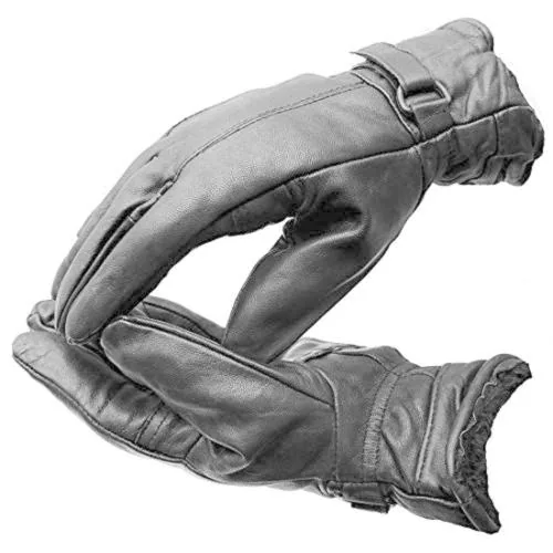 Buy SIDEWOK Men Black Solid Leather Warm Winter Riding Gloves, Protective Cycling Bike ...