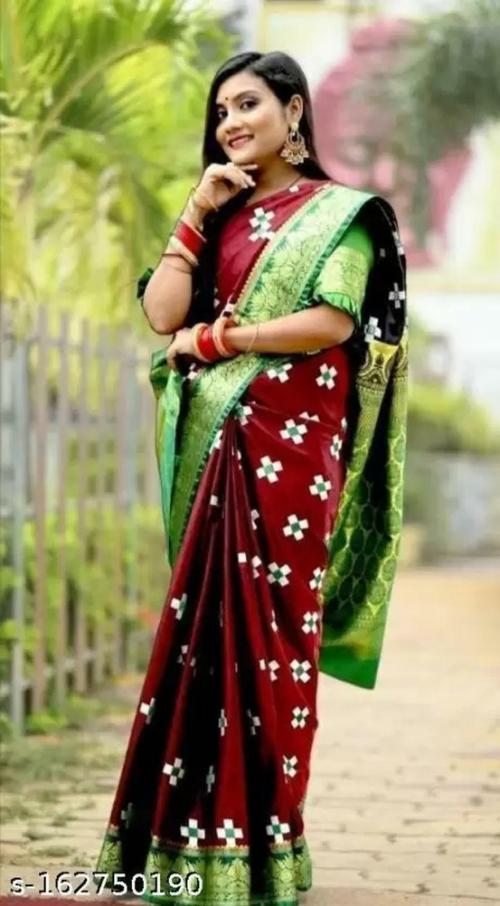 Buy GS Creation Women Maroon Embroidered Satin Sambalpuri Saree Online at Best Prices in India ...