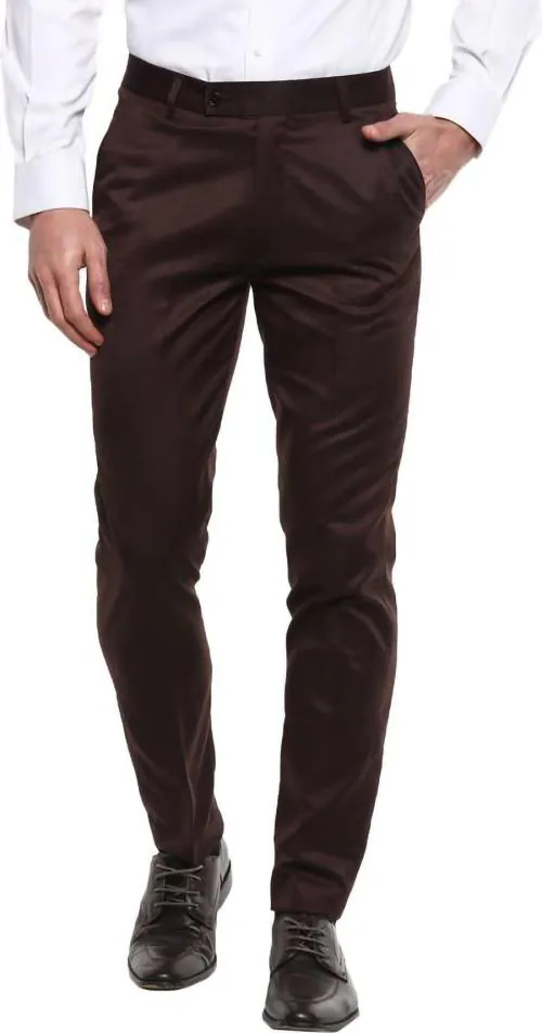 Buy INSPIRE Men Brown Solid Viscose Rayon Formal Trousers - 36 Online ...