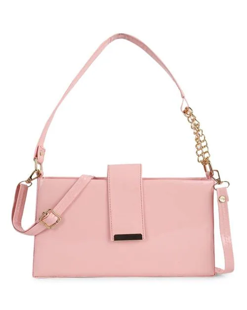 Buy Pink Embellished Structured Golden Chain Bag/Stachel Women Handbag ...