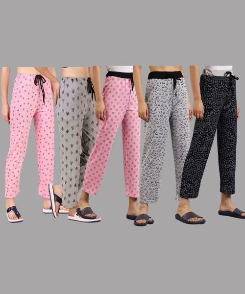 Buy Christy World Women Multicolor Printed Pack of 5 Pyjamas Online at ...