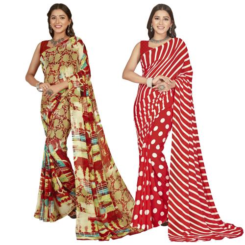 Buy Anand Women Multicolor6 Self Design Pattern Georgette Pack of 2 ...