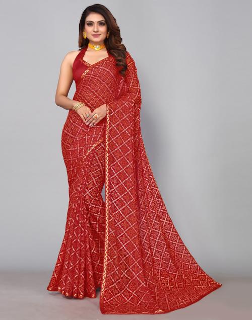 Buy Siril Chiffon Maroon Color Saree with Blouse piece | sarees for ...