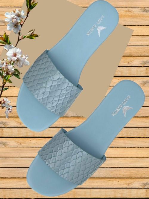 Buy Aady Austin Blue Open Toe Slider Flats for women Online at Best ...