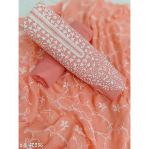 Buy GURHAL Embroidered Cotton Unstitched Dress Material Peach Online at ...