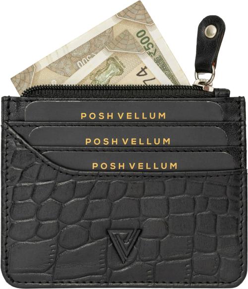 Buy POSH VELLUM Men & Women Evening/Party Black Genuine Leather Card ...