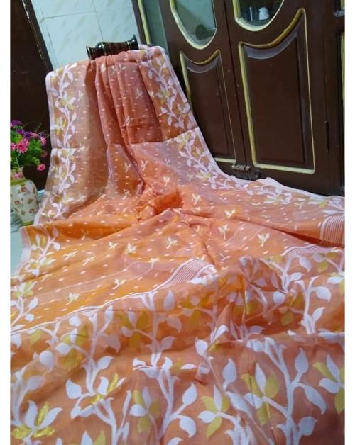 Buy BULSARI Jamdani saree are woven from Resom Khadi threads without ...
