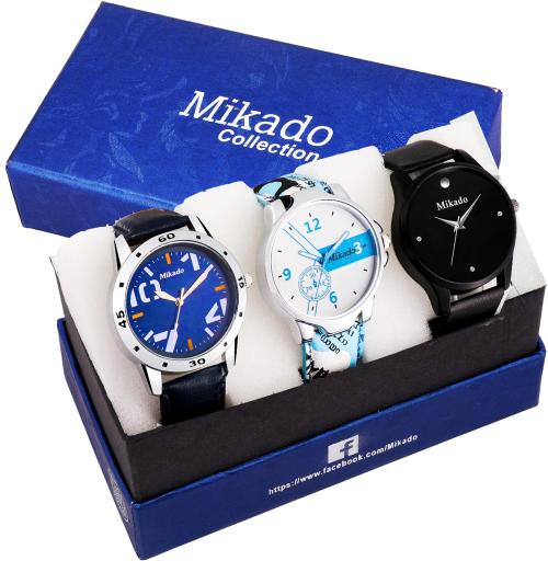 Buy Mikado Analog Multicolor Watch For Men ,Pack Of 3 Online at Best ...