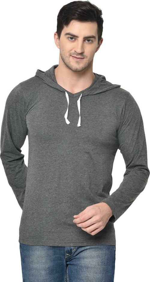 Buy Vimal Jonney Men Grey Solid Cotton Blend T-shirt Online at Best ...