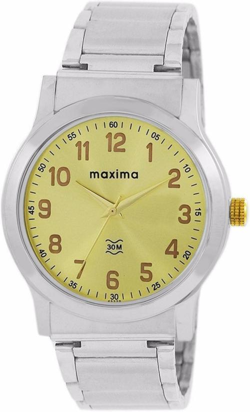 Buy PA Maxima Analog Gold Dial Silver Strap Watch For Men (49201CMGI ...