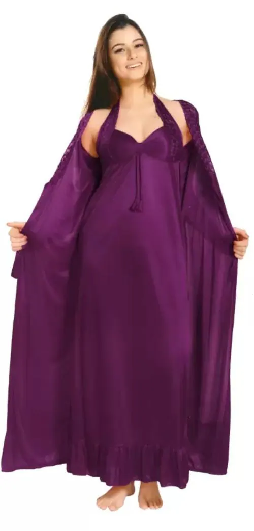 Buy Enzoluxe Pack of 2 Women Nighty Set (Purple) Online at Best Prices ...