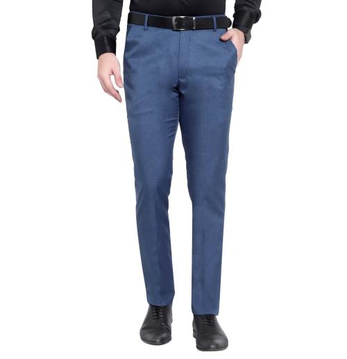 Buy TIM ROBBINS MEN'S TROUSERS BLUE COLOR SLIM FIT COTTON BLEND FORMAL ...