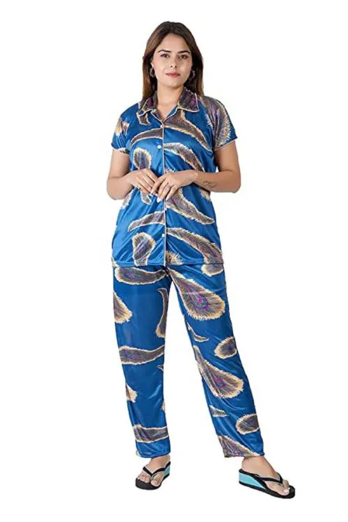Buy NACNO Girl's/Women's Satin Night Suit/Pyjama Set Nightwear Dress ...