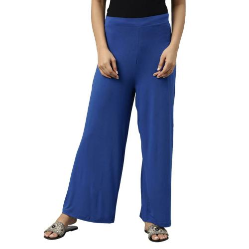 Buy GO COLORS Women Blue Solid 100% Cotton Palazzos Online at Best Prices in India - JioMart.