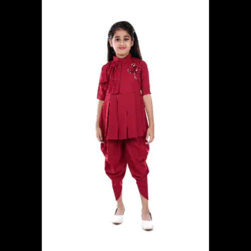 Buy Burbn girls Maroon peplum tunic and dhoti pants set Online at Best ...