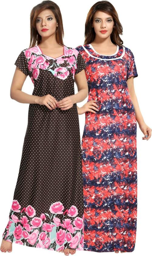 Buy Be You Women Multicolor Floral Satin Maternity/Nursing Nighty ...