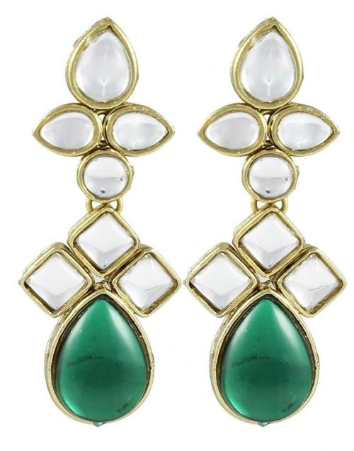 Buy Karatcart Metal Green Ethnic Kundan Non Precious Metal Earrings For ...