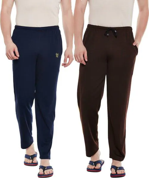 Buy Vimal Jonney Men Multicolor Solid Cotton Blend Track Pants (Pack of ...