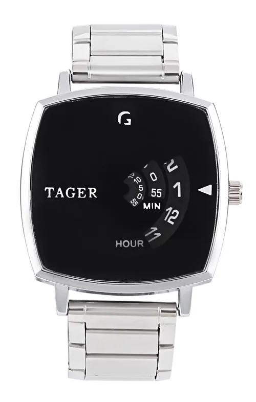 Buy BIZOLO Analog Square Dial Black Strap Silver Men Watch For Boys ...