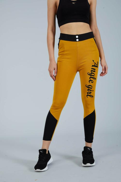 Buy Designer Girl Women Yellow Striped Lycra Blend Jegging (L) l ...