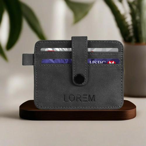 Buy LOREM Black Mini Wallet For ID, Card Holder & Currency With Push ...