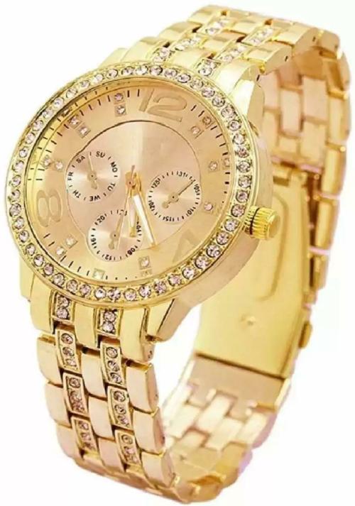 Buy Selloria Analog Diamond Studded Gold Dial, Strap Watch for Girls ...
