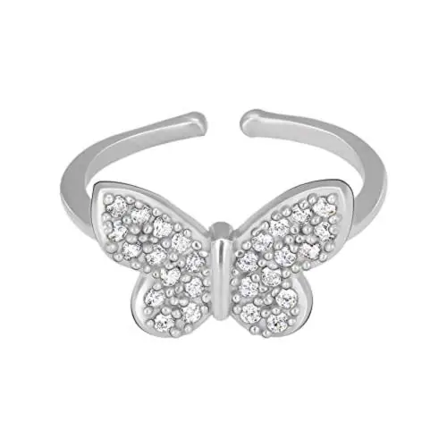 Buy Giva Sterling Silver One Size Zircon Butterfly Flutter Ring Online at Best Prices in India ...