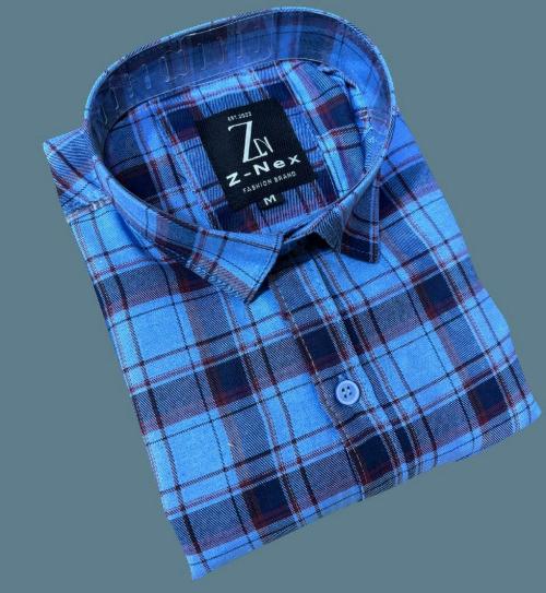 Buy TMF THE MEERU FASHION Women Checkered Casual Blue Shirt Online at ...