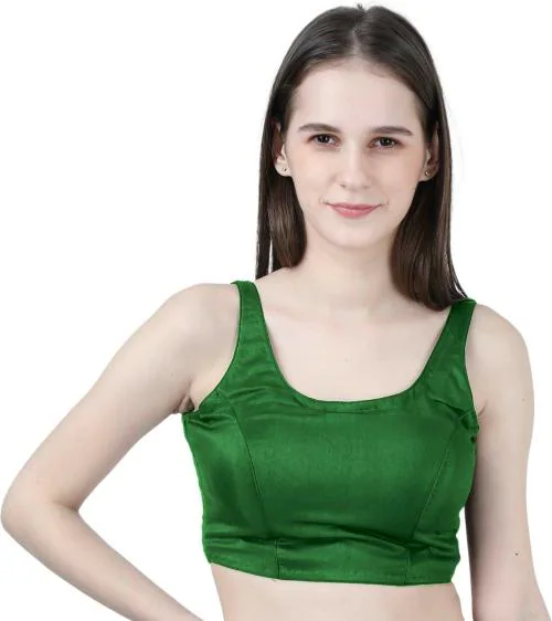 Buy Jay Pal Women Green Solid Art Silk U-Neck Blouse Online at Best ...