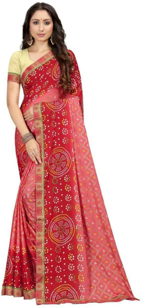 Buy Mahalaxmi Fab Women Red Embroidered Georgette Bandhani Saree Online at Best Prices in India ...
