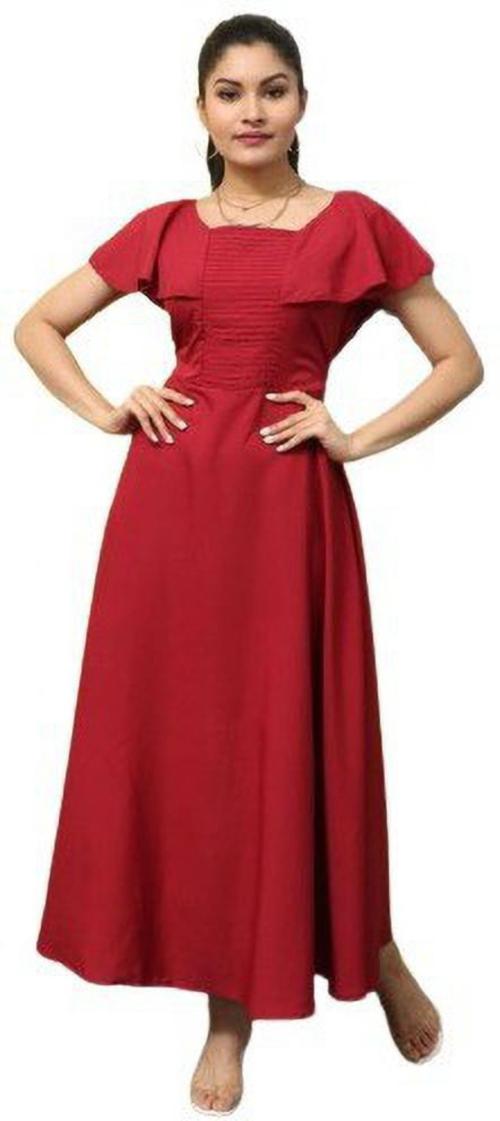 Buy Zakhi2901 Women Red Solid Crepe Single Dress (Red) (Xl) Online at ...