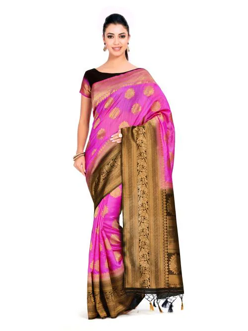 Buy Mimosa Wedding Art Silk saree Kanjivaram Style With Blouse light ...