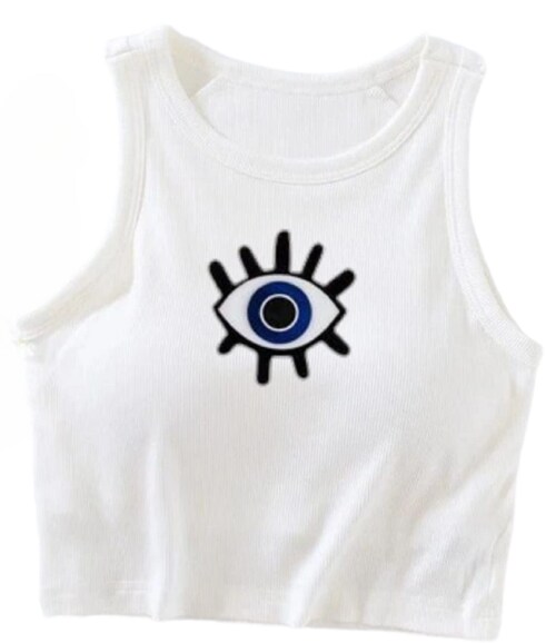 Buy RCF Fancy Evil Eye Crop Top For Woman & Girls - Top For Girl White ...