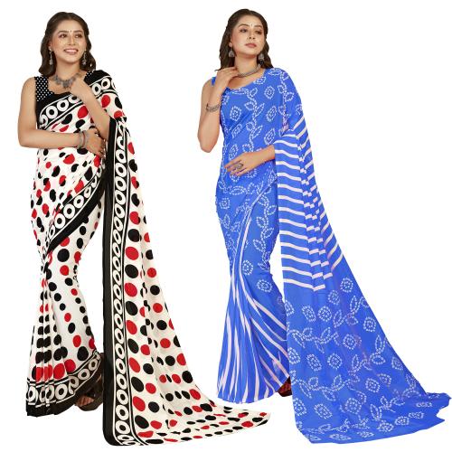 Buy Anand Women Multicolor3 Self Design Pattern Georgette Pack of 2 ...