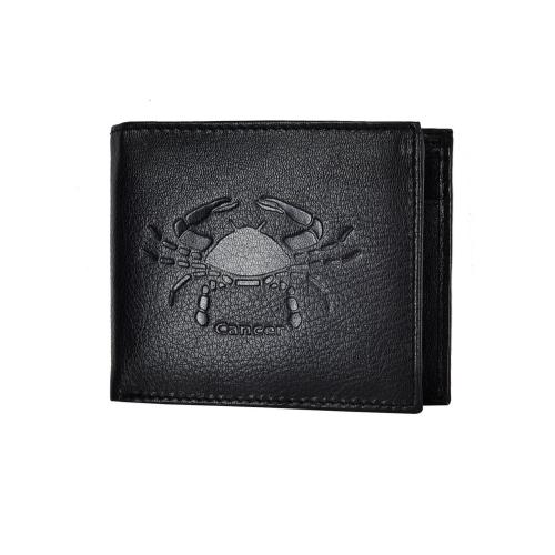Buy Adone Cancer Zodiac Sign Embossed Genuine Leather Bi-Fold Wallet ...