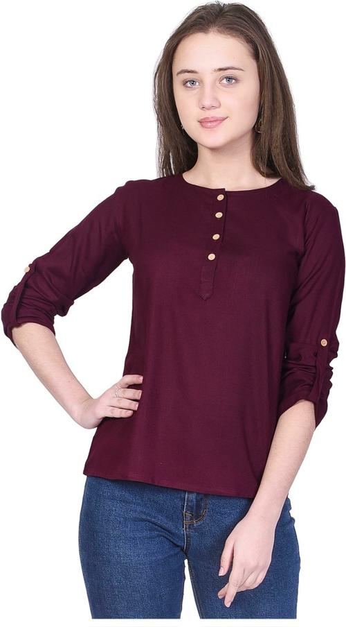 Buy Bachuu Women Maroon Solid Rayon Top (XL) Online at Best Prices in India - JioMart.