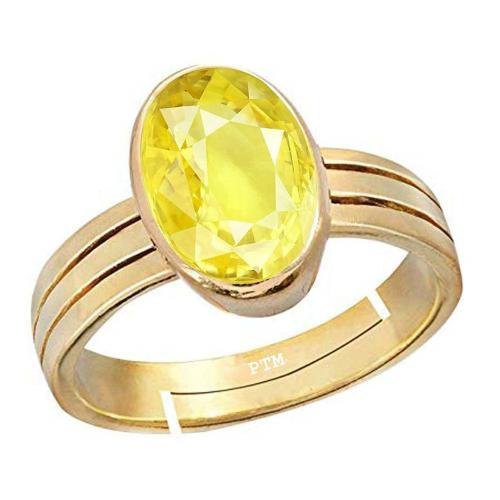 Buy Ptm Yellow Sapphire 3 Carat Natural Gemstone Panchdhatu Gold Plated Adjustable Ring Online ...